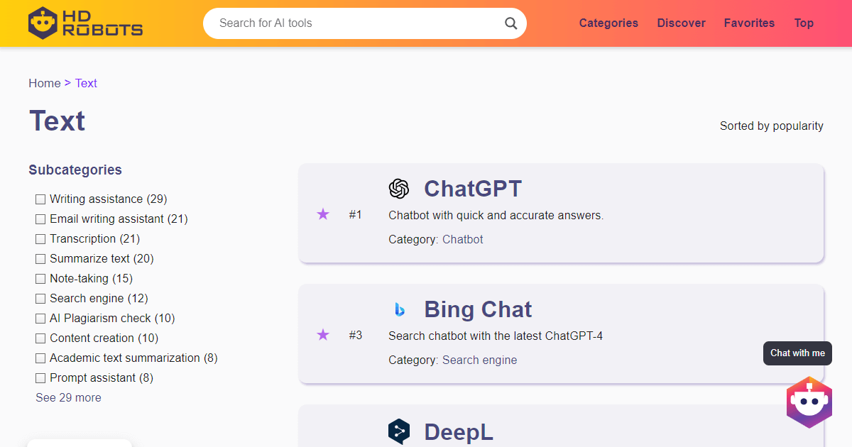 Text AI tools - HD Robots